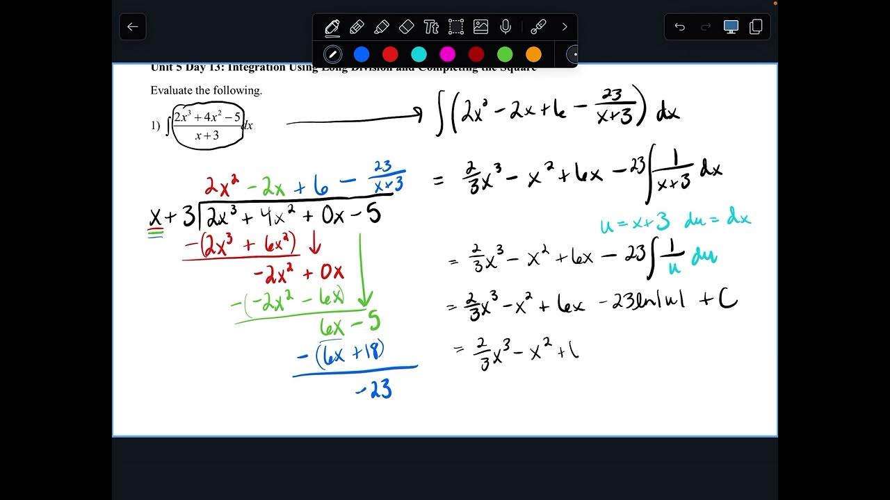 Unit 5 Day 13: Integrating using Long Division and Completing the Square - YouTube