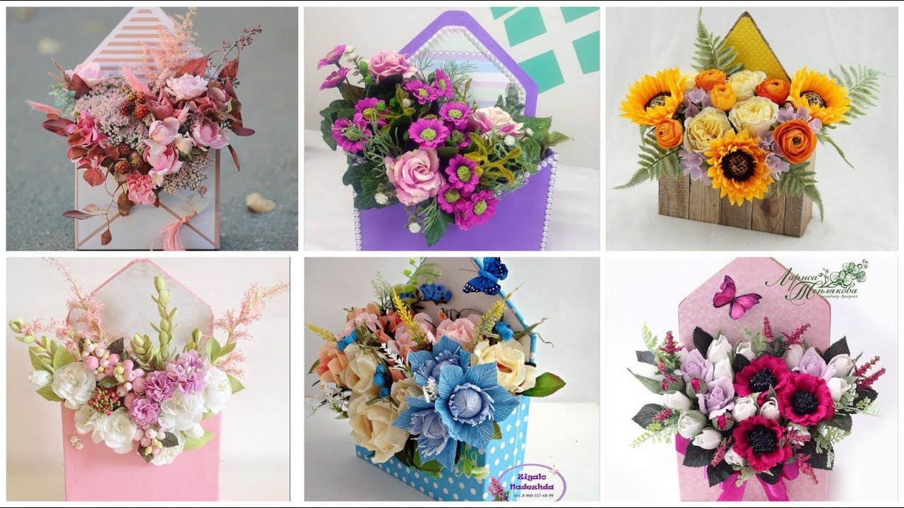 Unique and stylish handmade Envelope design Flowers Bouquet ideas ...