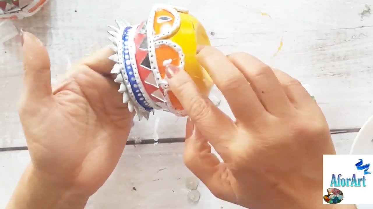 EASY POT DECORATION USING MOULDIT CLAY/LIPPON ART WORK ON POT WITH ...