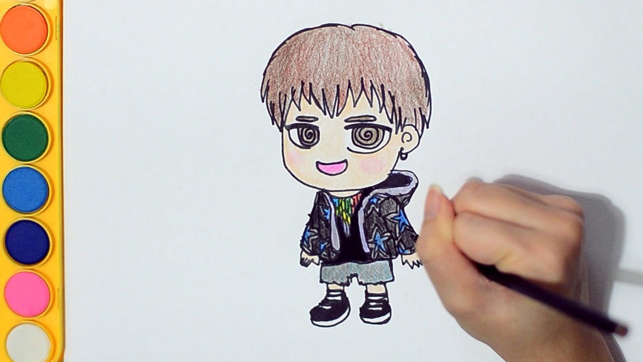 Learning How To Draw and Colour Chibi BTS (방탄소년단) Jin (진) Spring Day ...