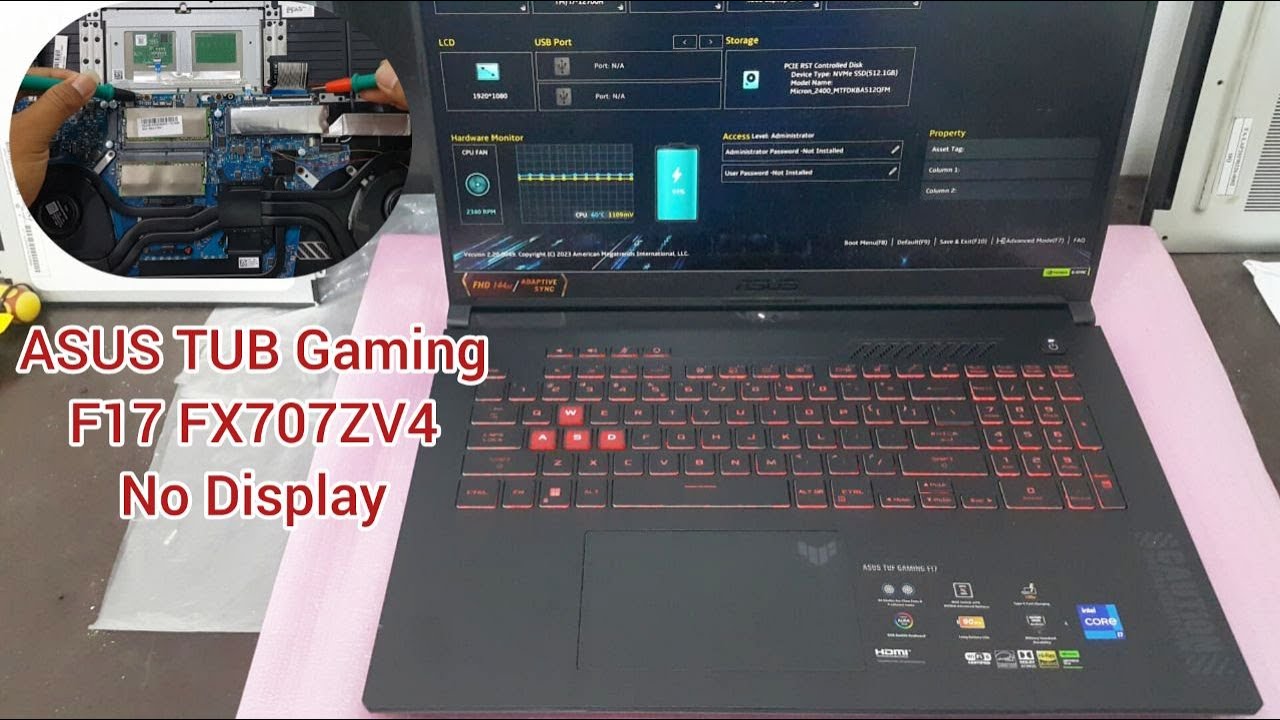 ASUS TUB Gaming F17 FX707ZV4 No Display Change Keyboard - YouTube