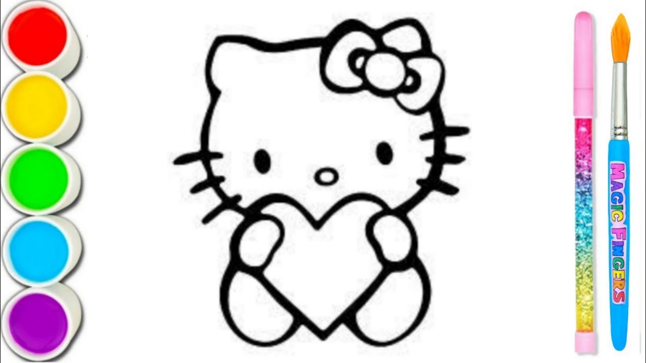 How to Draw Hello kitty Drawing ,Colouring,Painting for Toddlers_ Child ...