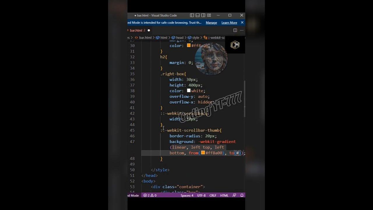 Custom Scroll Bar Html Css Shorts Coding Programmercomputerscience Youtube