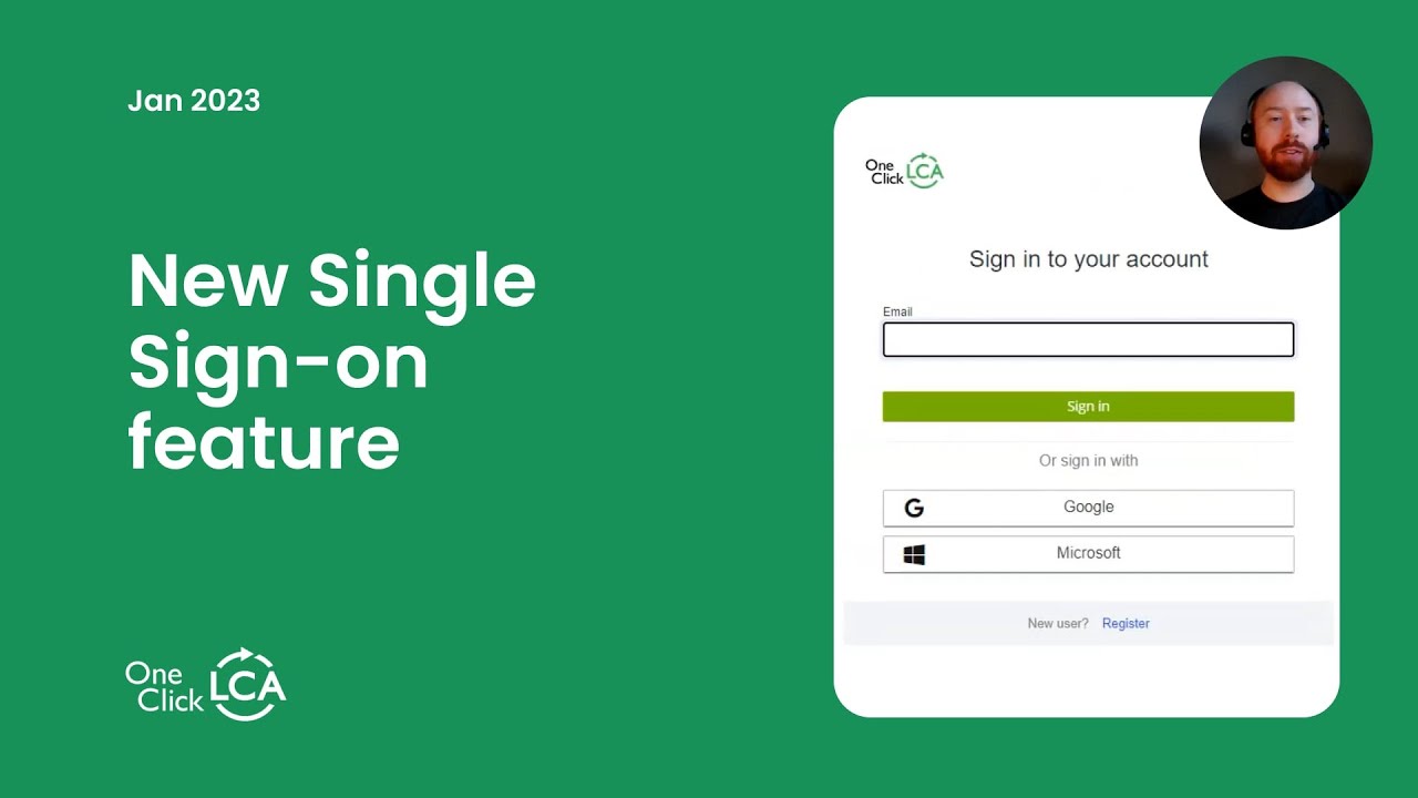 Log in your user account — Single sign-on feature | One Click LCA ...