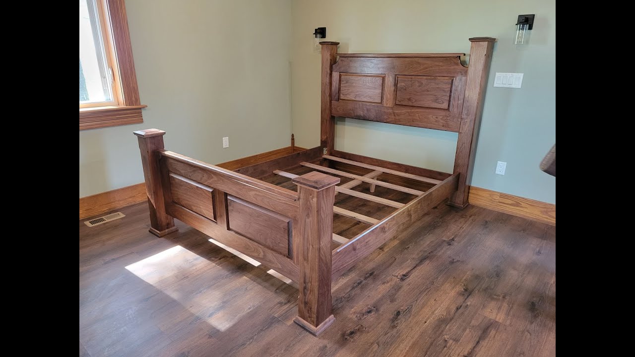 Bedframe Walnut Four Poster Bed Frame - YouTube