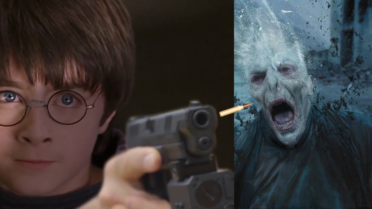 Harry potter shoots Voldemort with a gun - YouTube