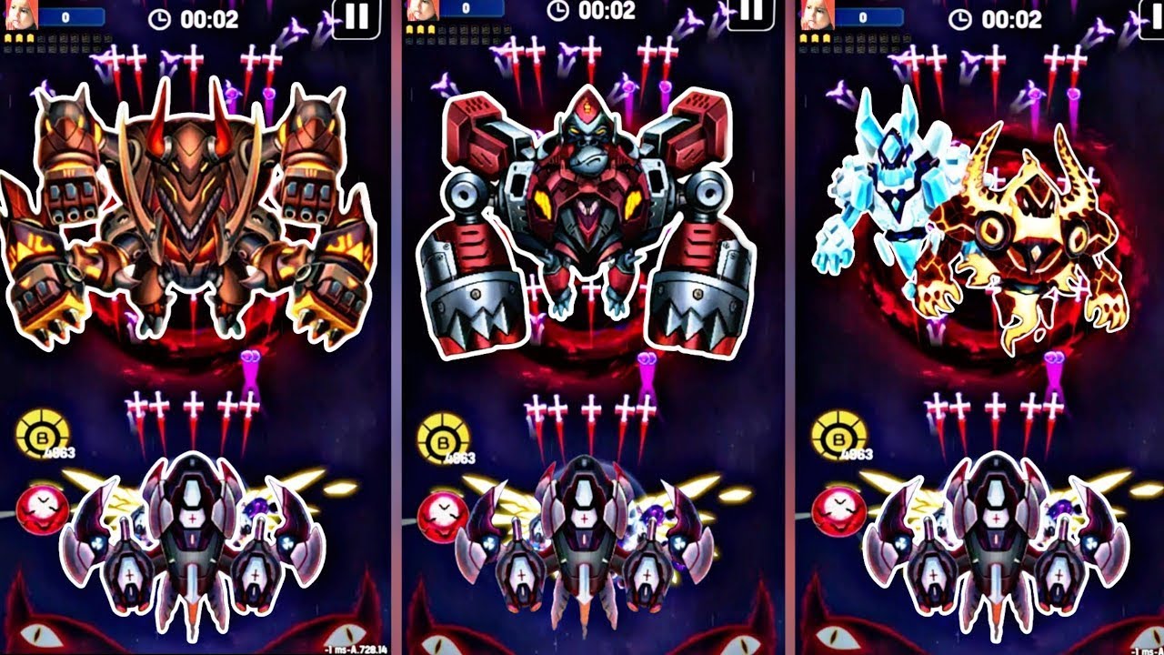 all boss fight with all ship in space shooter || rocket studio ...