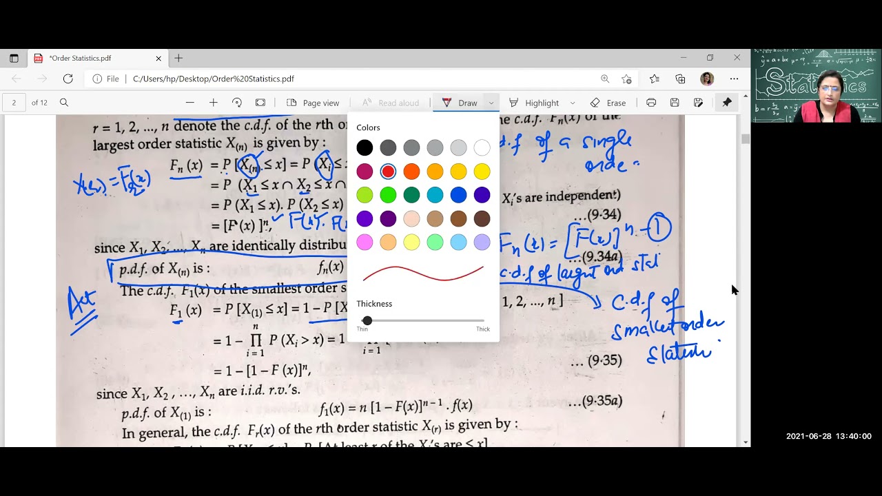 Order Statistics:p.d.f and c.d.f of single order statistics - YouTube