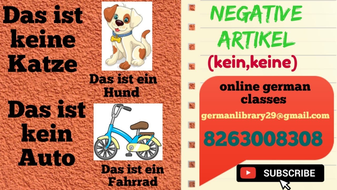 Negative Artikel Im Nominativ | Negative article kein, keine, kein |A1 ...