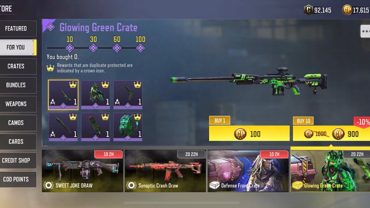 CODM Glowing Green Crate Pulls With DLQ Dark Glow And Recon Flickering ...
