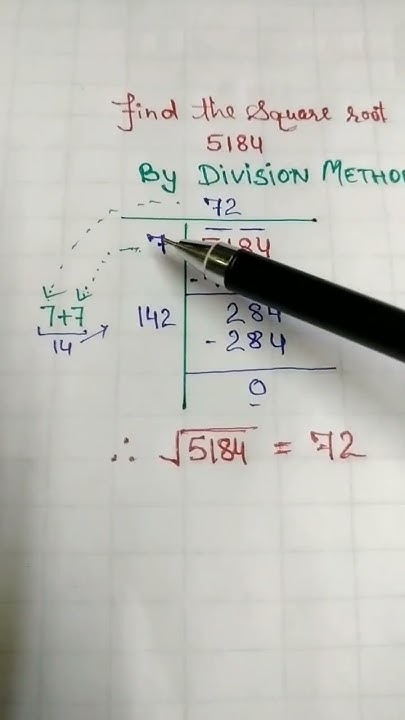how to find square root/Square root of √5184/by division Method - YouTube