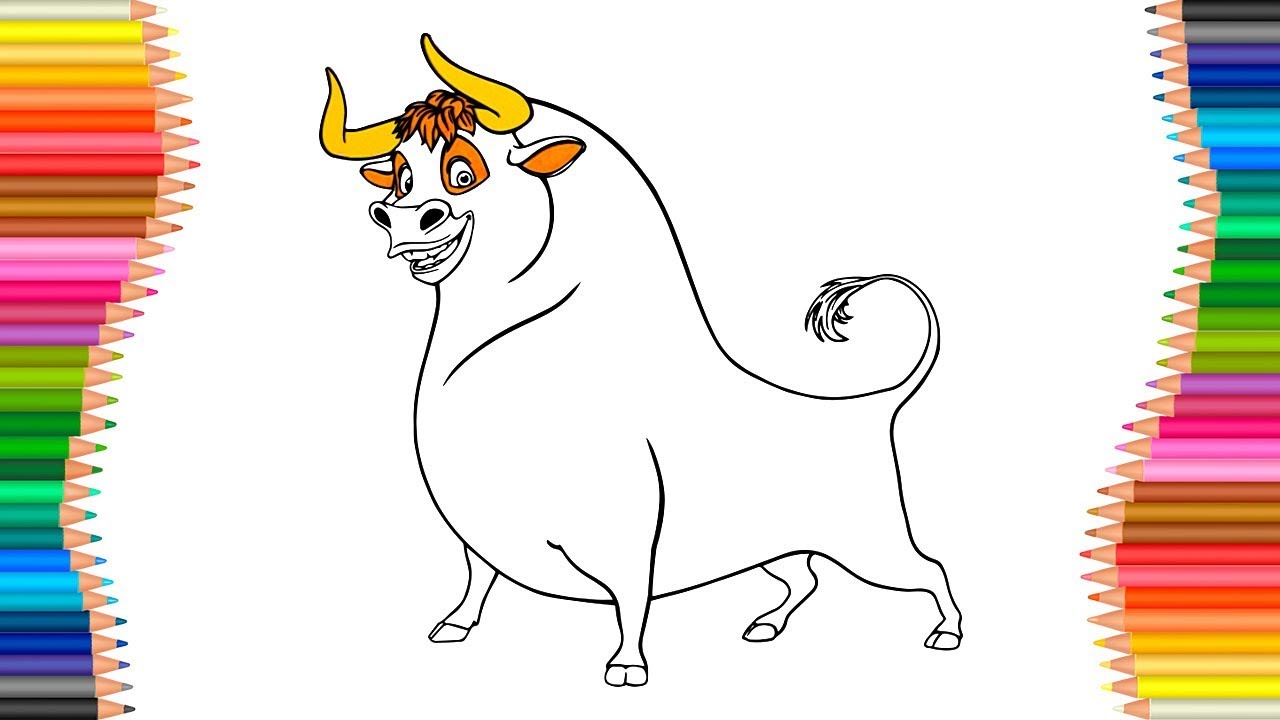 How to Draw Ferdinand the Bull | Speed Drawing for Kids | Cartoon ...