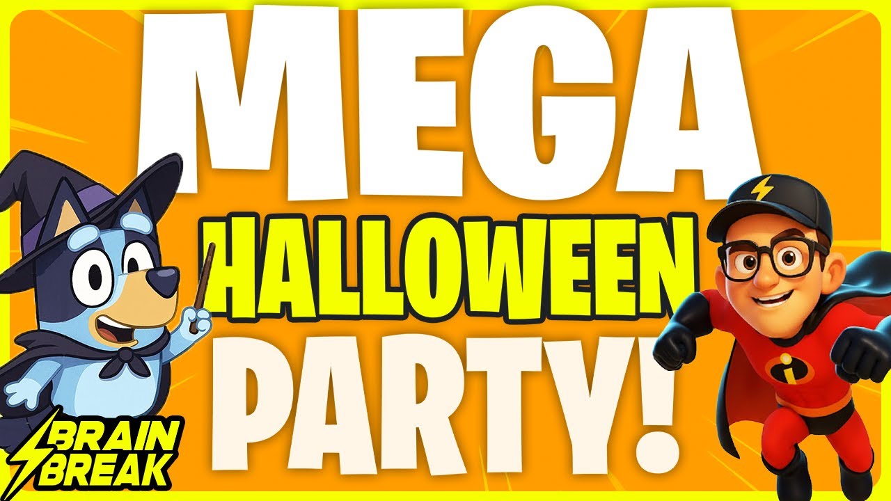 MEGA Halloween Brain Break Party ⚡️ Freeze Dance for Kids ⚡️ Floor is ...