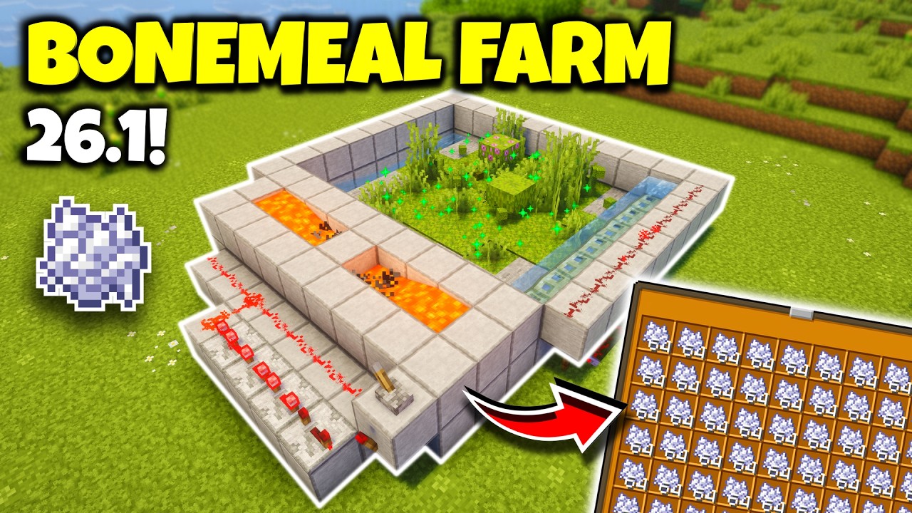 Minecraft Bonemeal Farm Tutorial 26.1+ | STARTER FARM 500+/H - YouTube