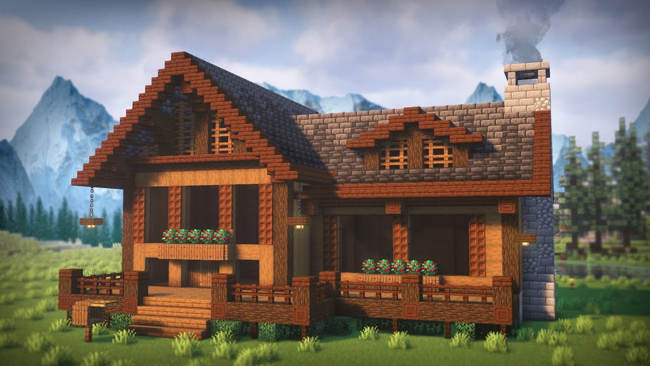 Easy Dark Oak Cabin | Minecraft Tutorial - YouTube