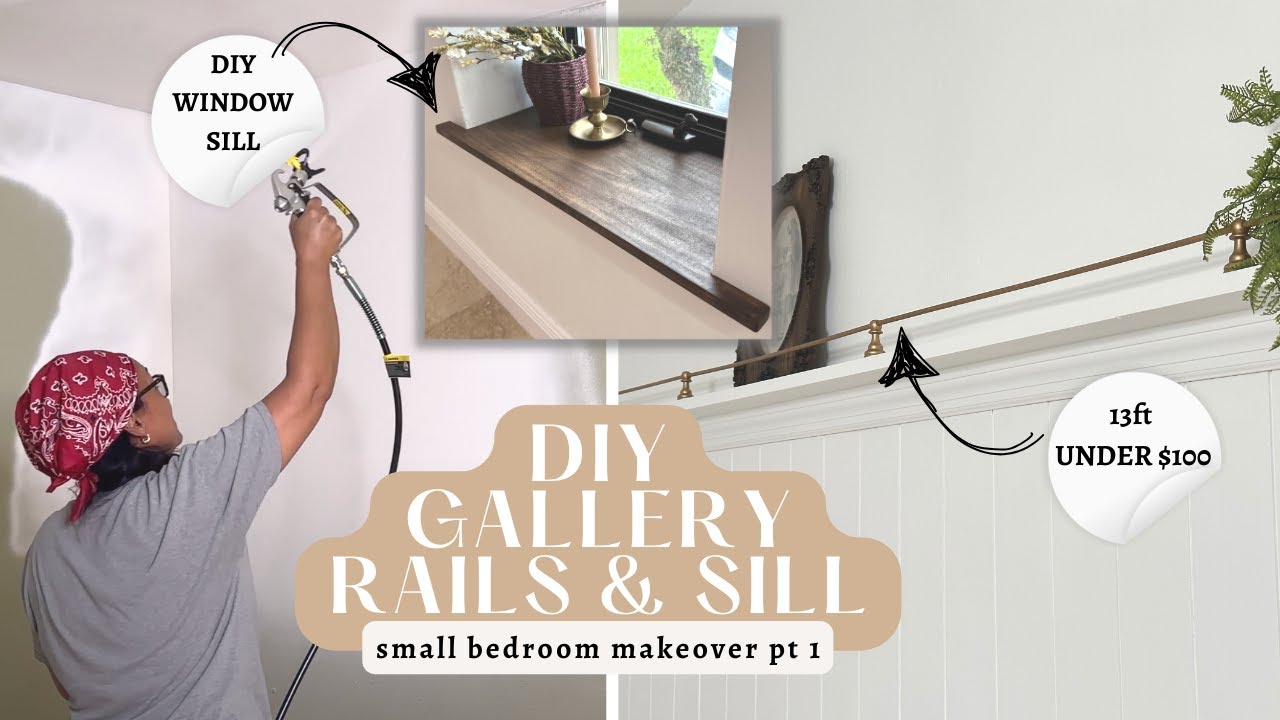 DIY Gallery Rails + WindowSill | Small Bedroom Makeover Pt 1 - YouTube