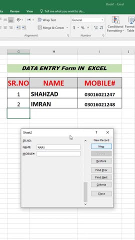 Data Entry Form in Ms Excel - YouTube