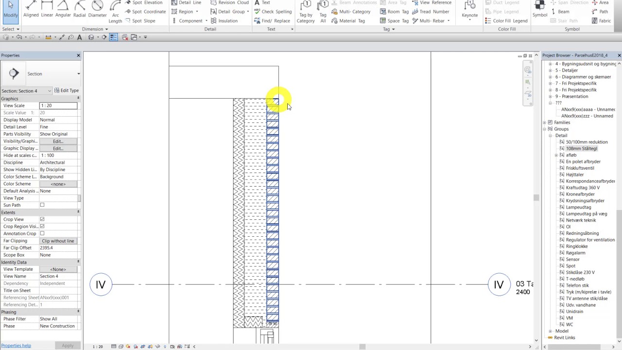Revit oprettelse af snit Detaljer i væg 2af4 - YouTube