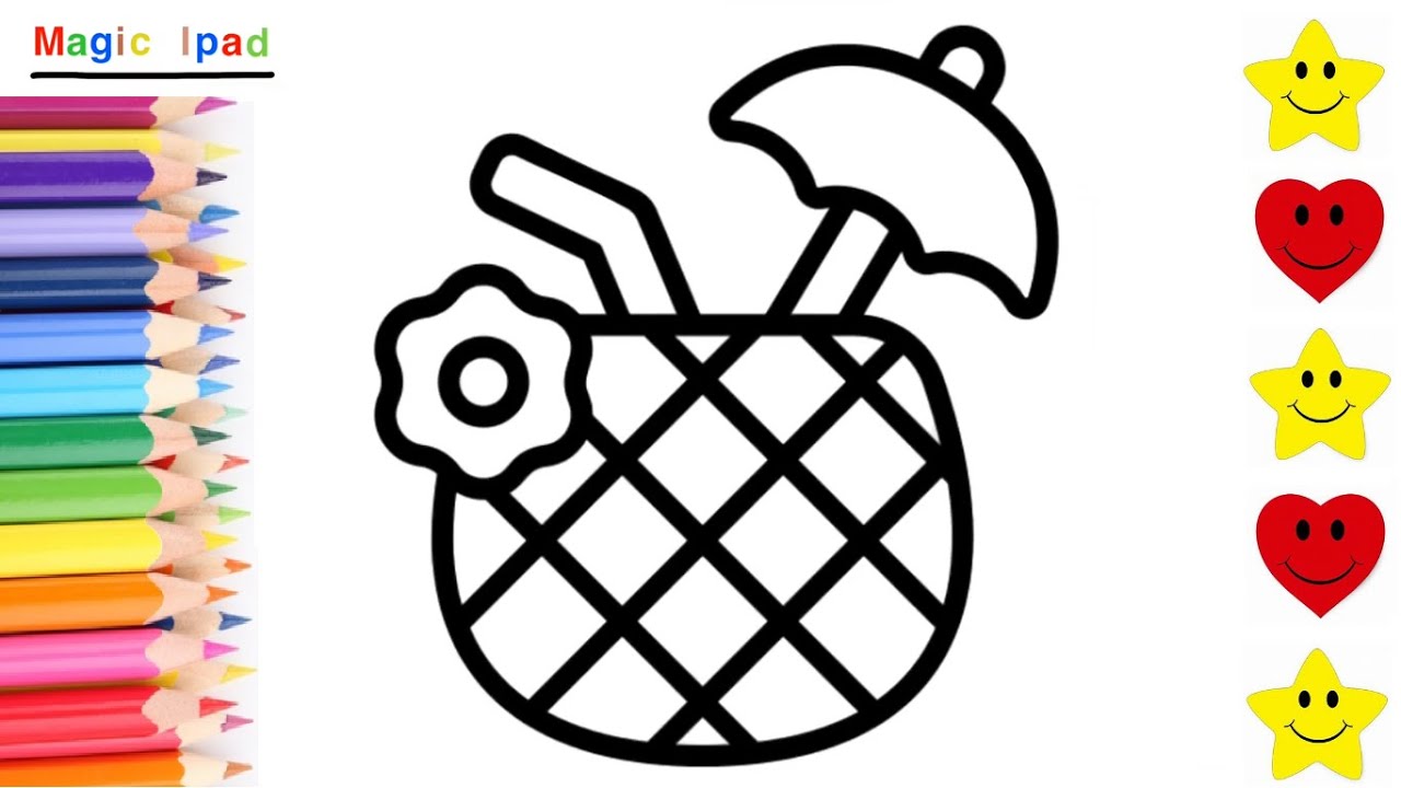 Como dibujar una PIÑA COLADA | dibujos para niños 💓⭐ How to draw a PINA ...