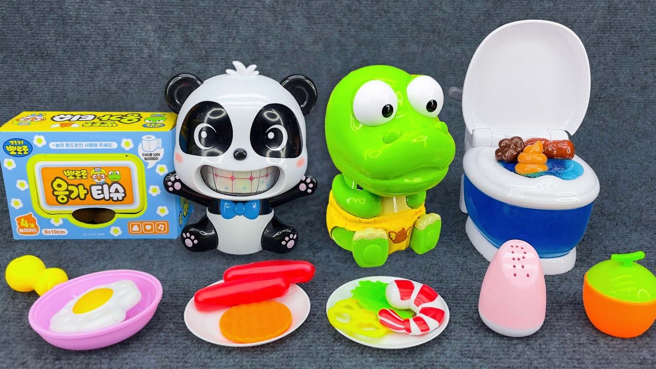 Pororo ASMR | Eating & Potty Training with Popping Toy 💩🚽 베이비버스 어린이 변기 ...