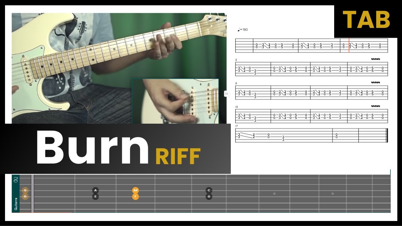 Aprenda fácil como tocar Burn - Deep Purple (RIFF) | Guitar Tab | Aula ...