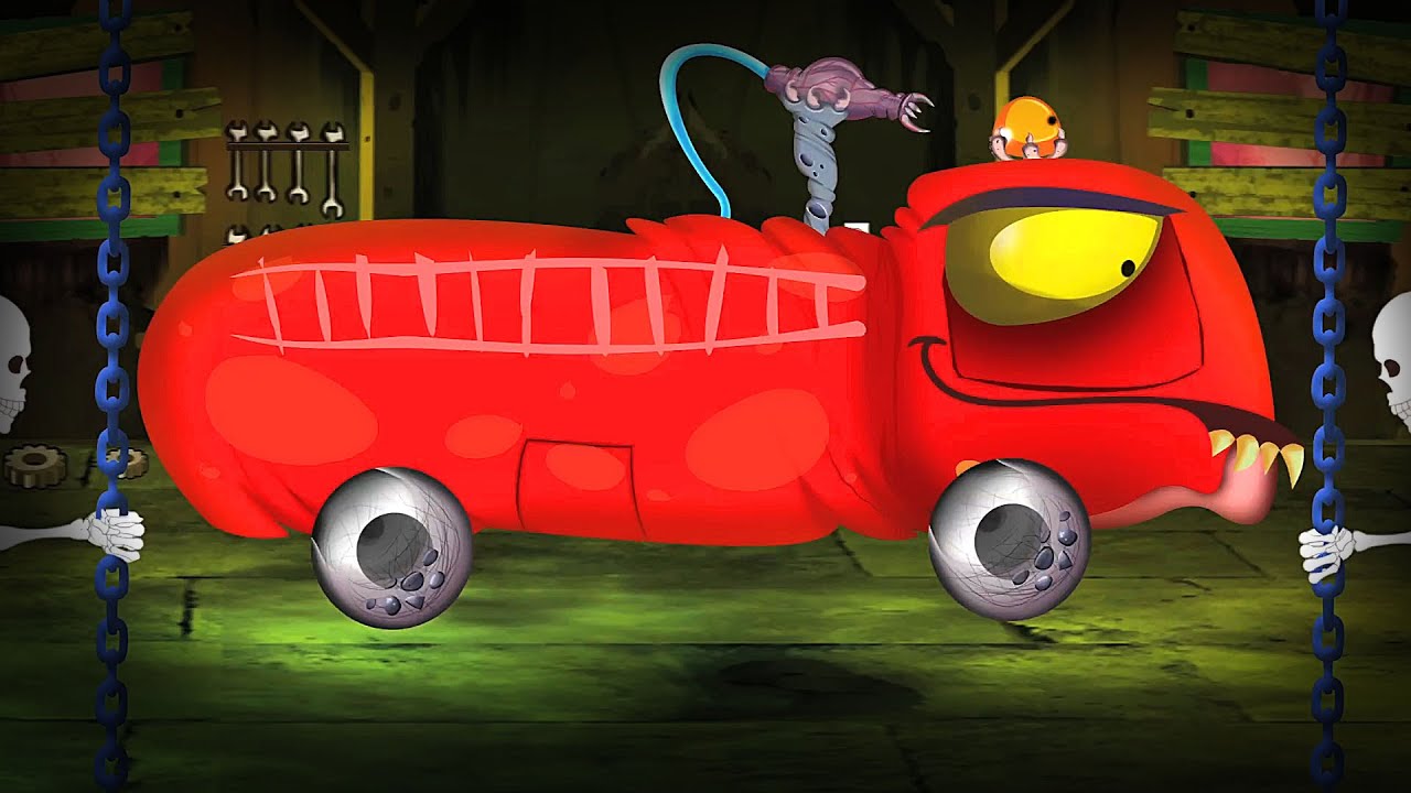 Scary Fire Truck, Animated Halloween Car Cartoon Video For Children ...