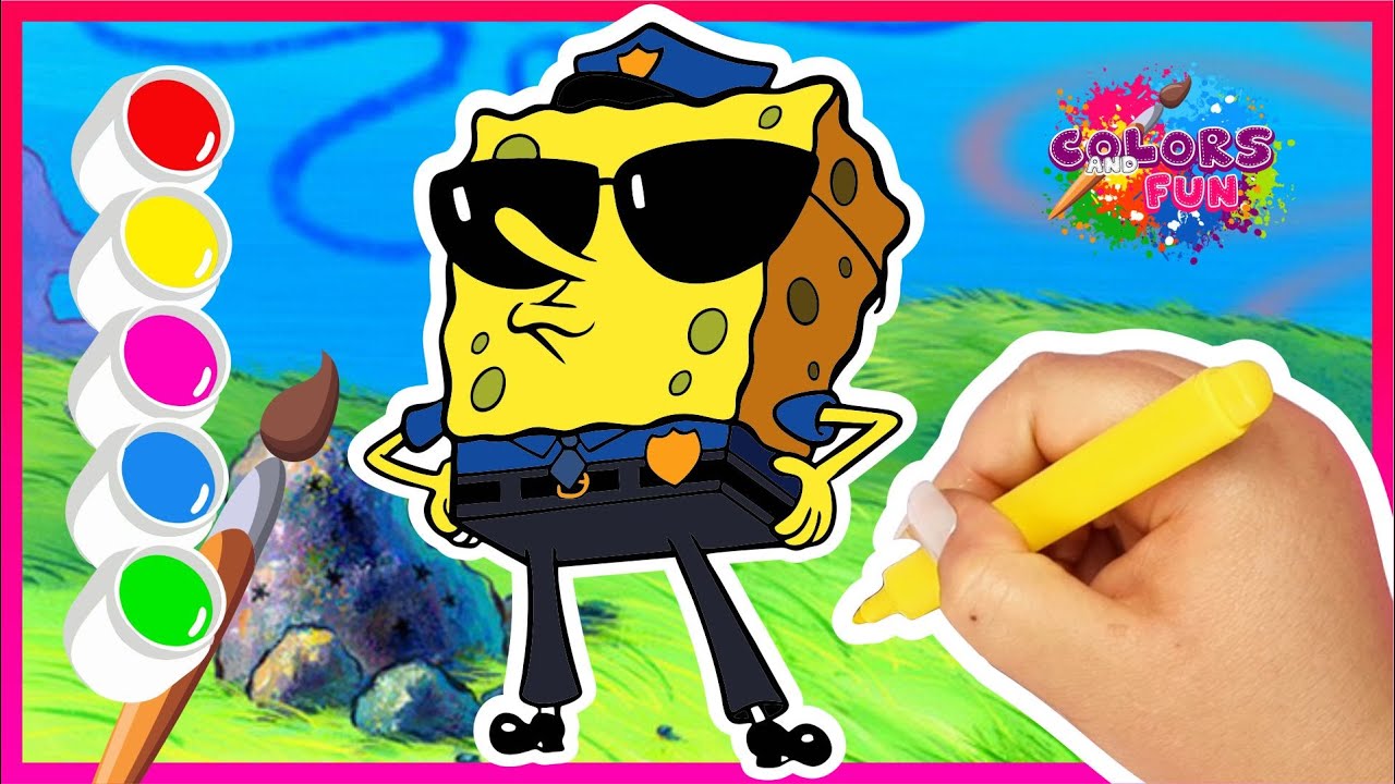 SpongeBob COP How to draw and paint? - Colors and Fun #216 - YouTube