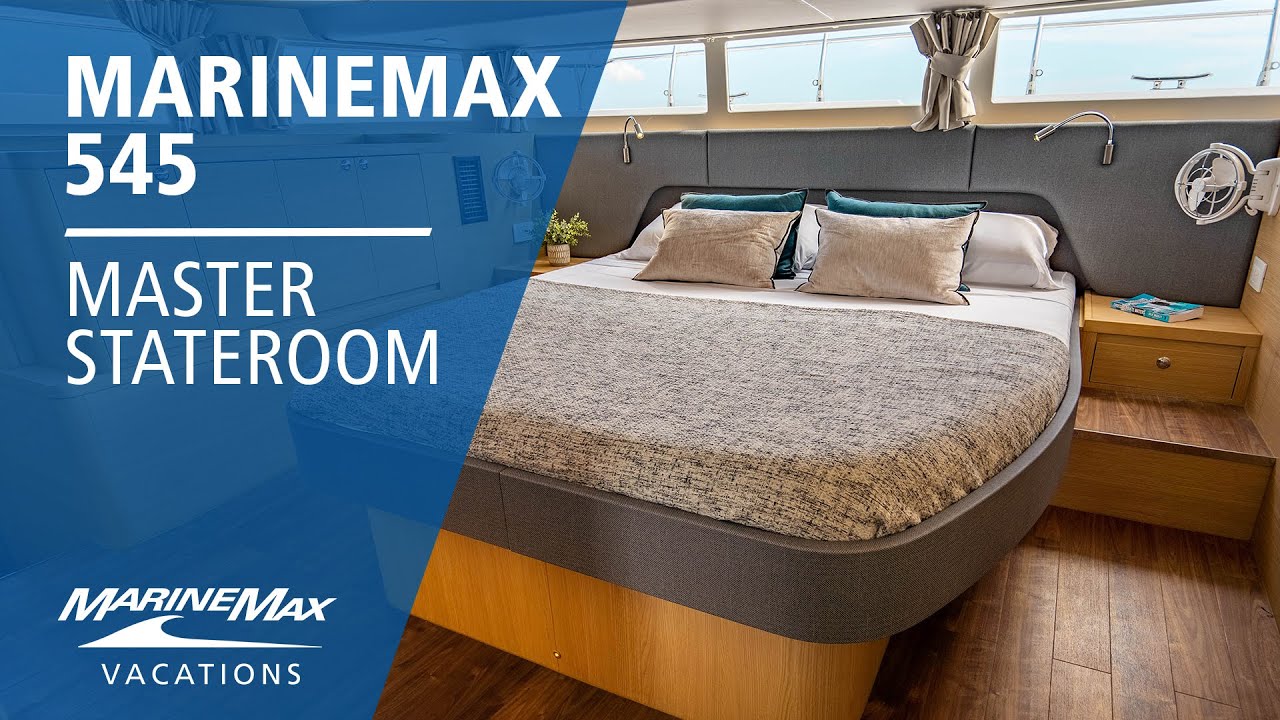 Master Stateroom | Tour the MarineMax 545 Power Catamaran - YouTube