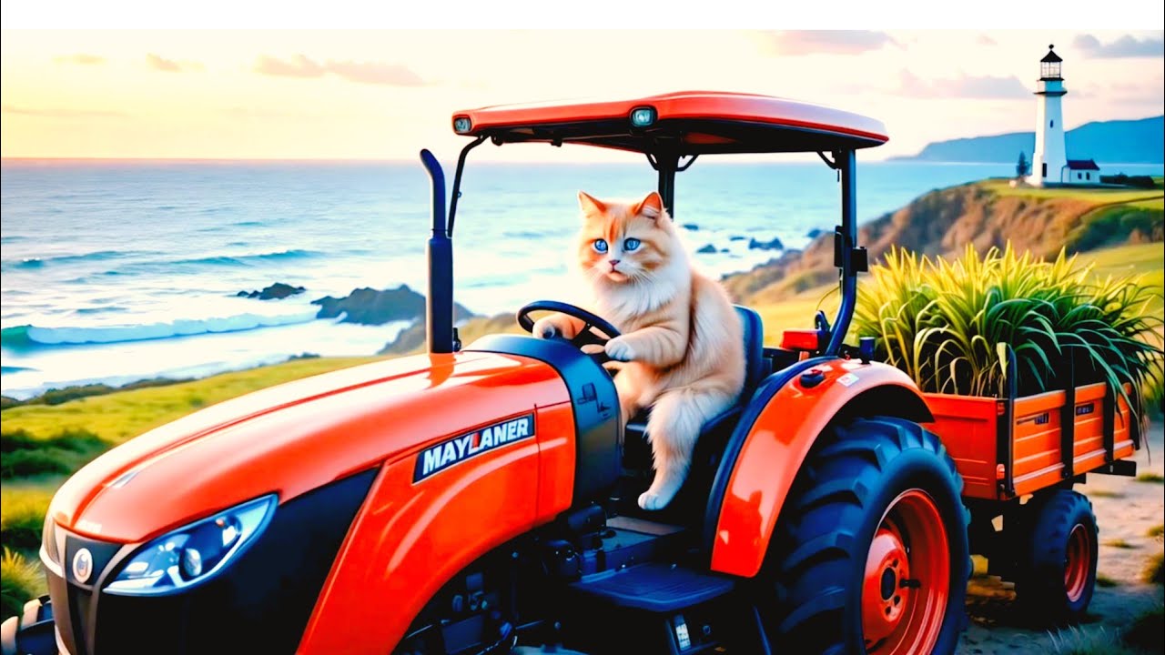 😻🙀💃 Cute Cat Funny videos || Tinny cat Driving Tractor🚜 #cat #video # ...