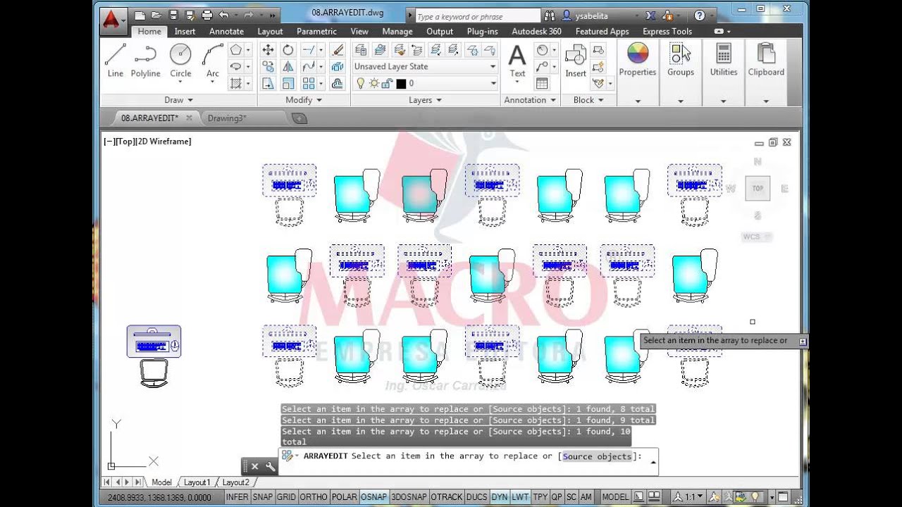 Autocad 2014 - Array Edit - YouTube