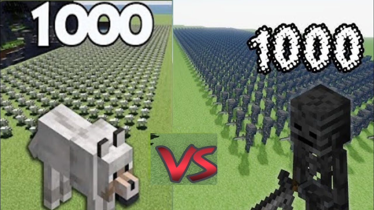 100 Wolf Vs 50 Wither Skeleton In Minecraft | - YouTube