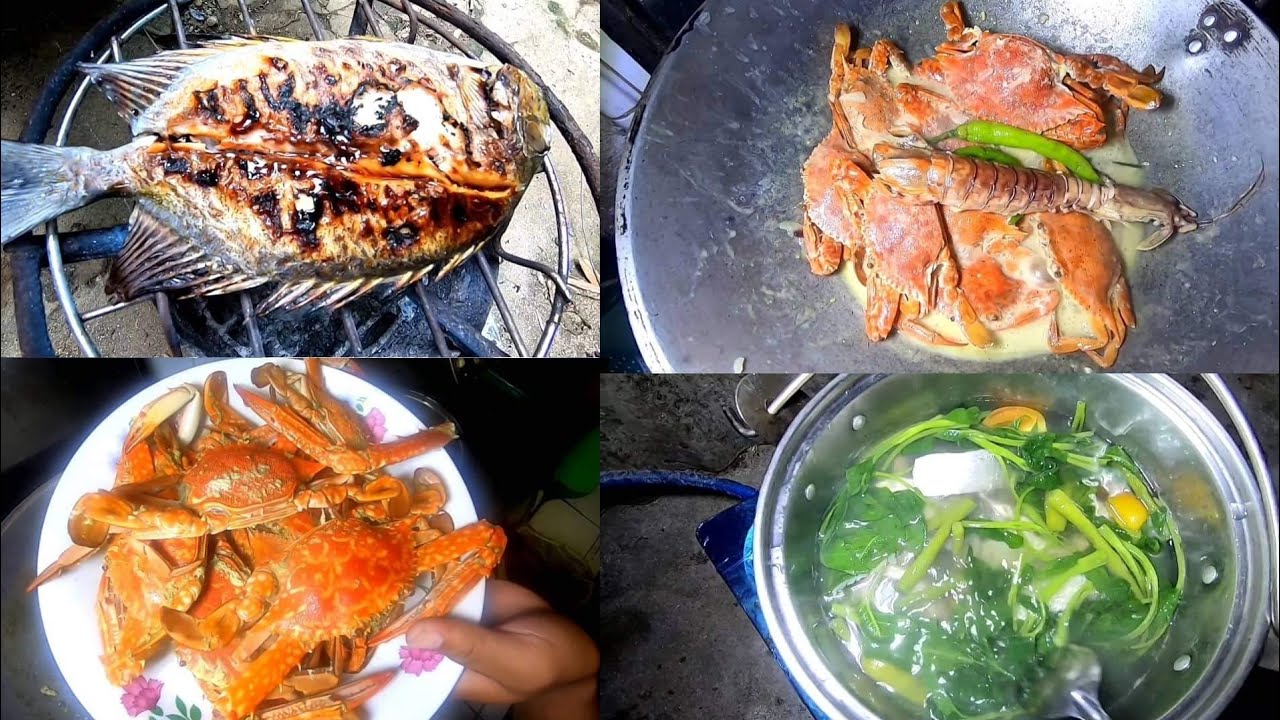 Ginataang alimasag inihaw na samaral at sinigang - YouTube