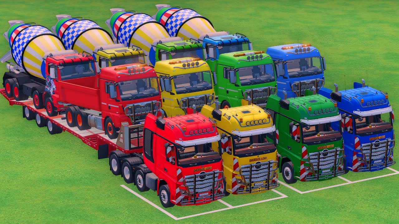 Transport work with colors TRUCK CARS with All Mixer Transporting In ...