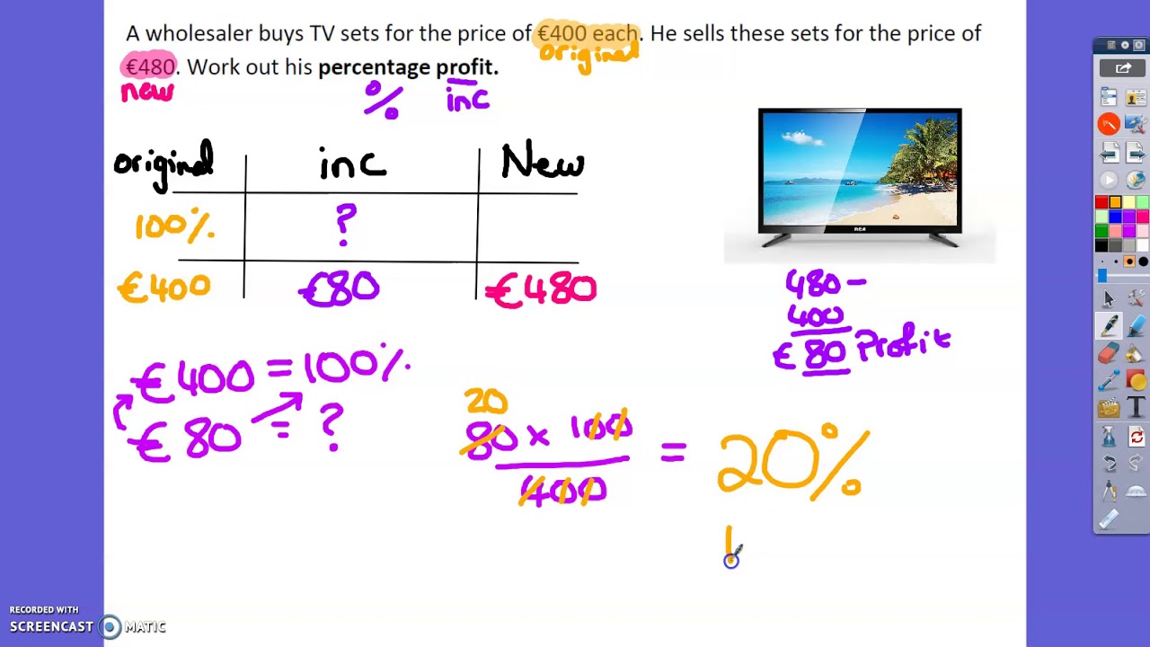 Finding an increase or decrease as a percentage - YouTube