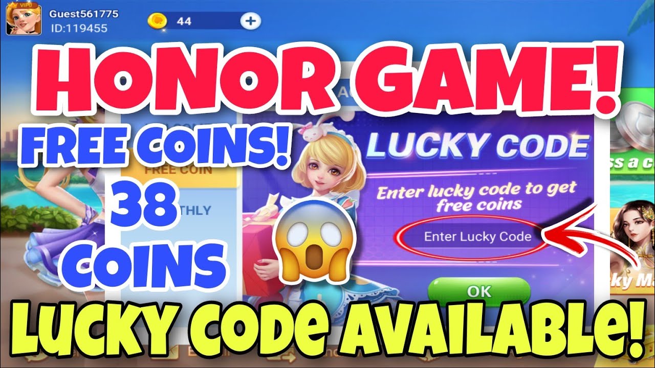 HONOR GAME FREE 38 COINS LUCKY CODE AVAILABLE - YouTube