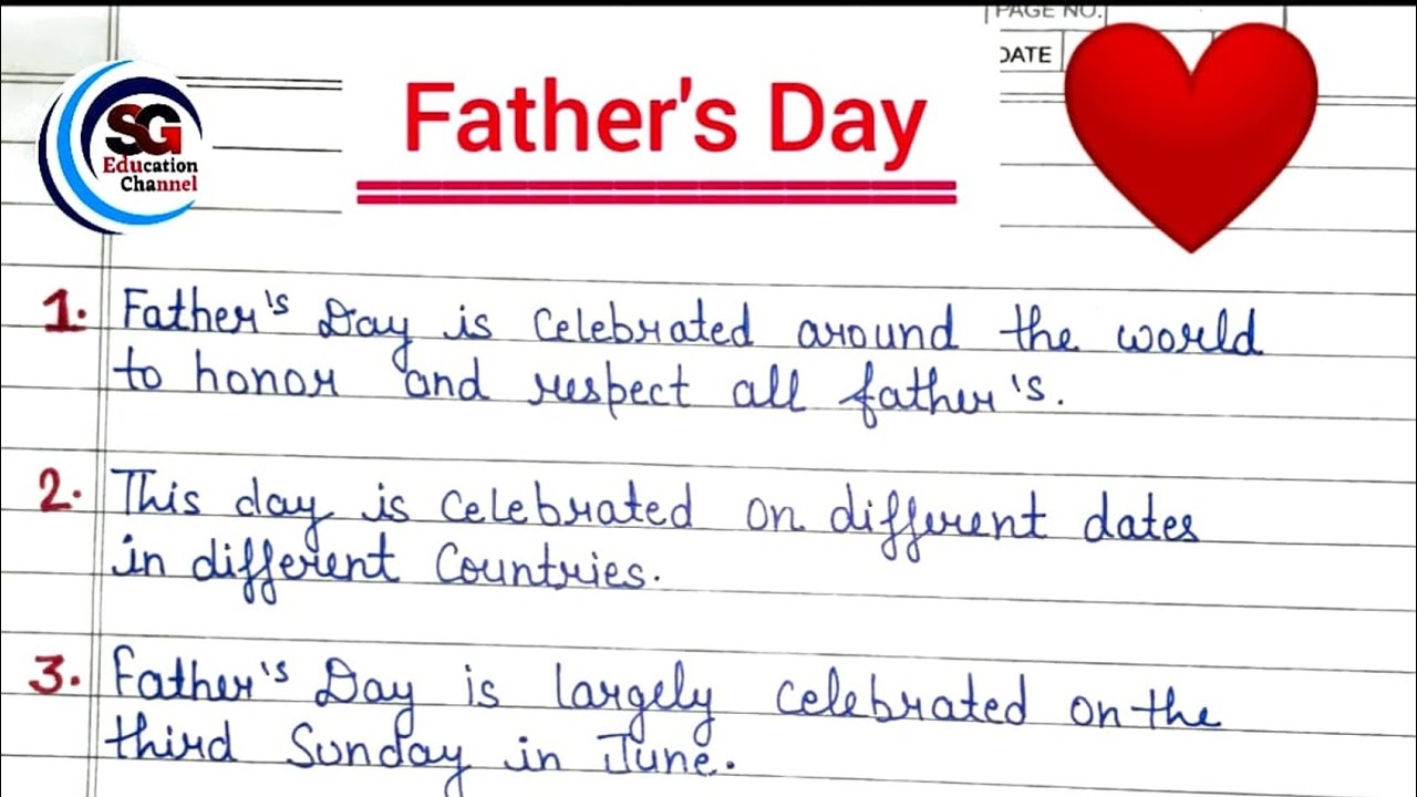 10 Lines on Father's Day ️ || Essay on Father's Day || - YouTube