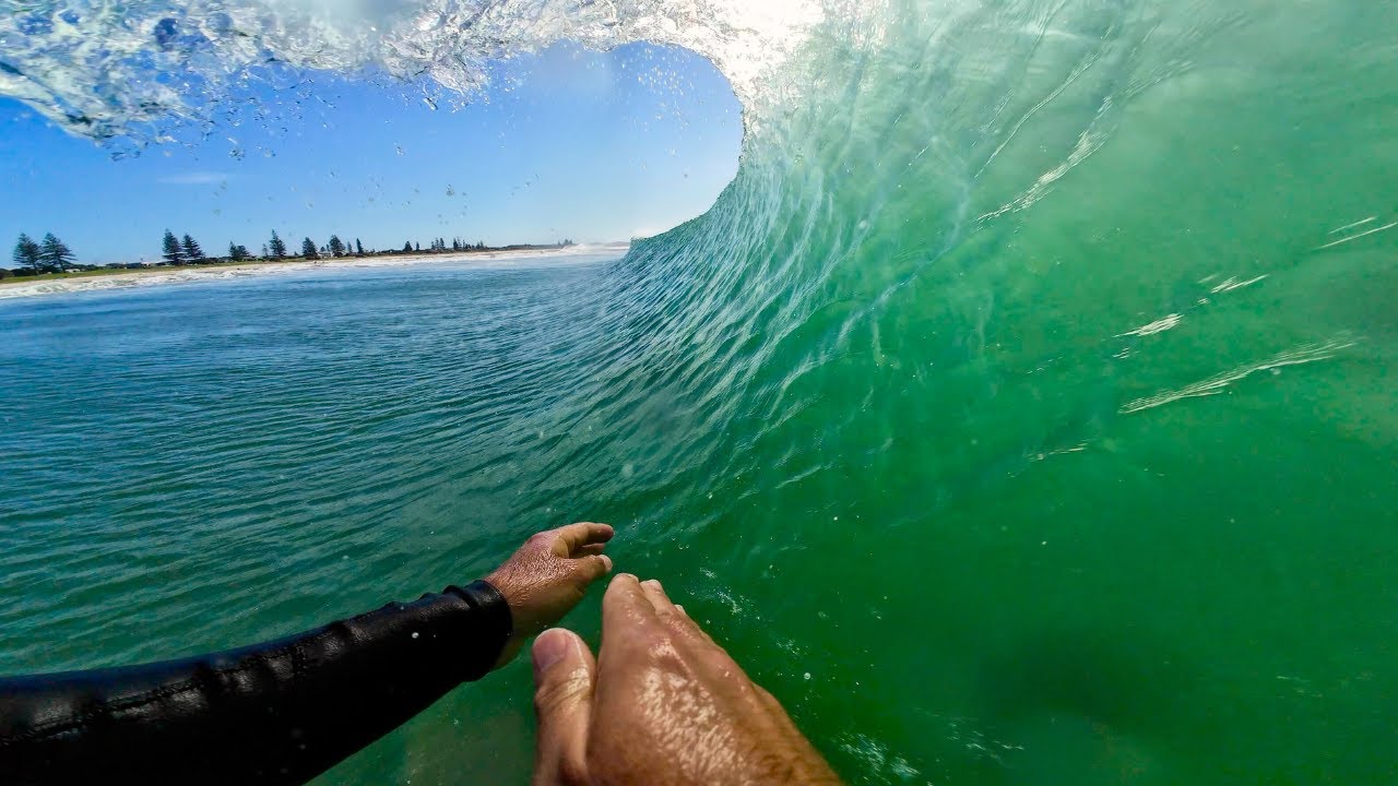 Crystal clear beach break tubes | POV RAW SURF SESSION - YouTube