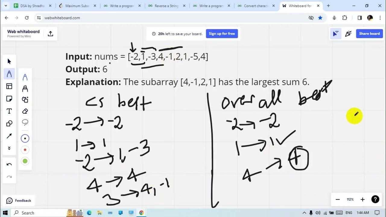 Kadanes Algorithm Maximum Subarray Sum Leetcode 53 Algorithms