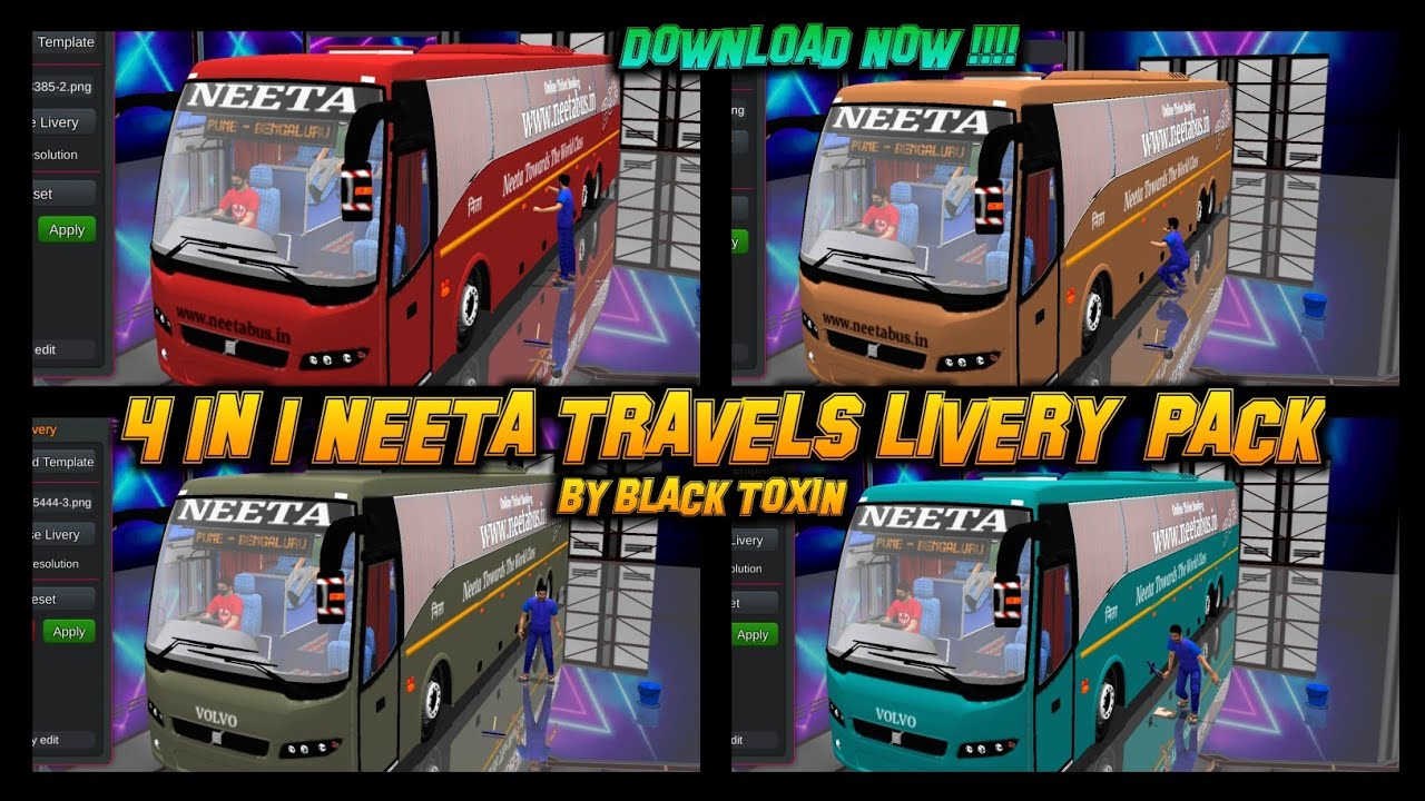 NEETA TRAVELS LIVERY PACK FOR VOLVO B9R BUS MOD // NEETA 4 in 1 LIVERY ...