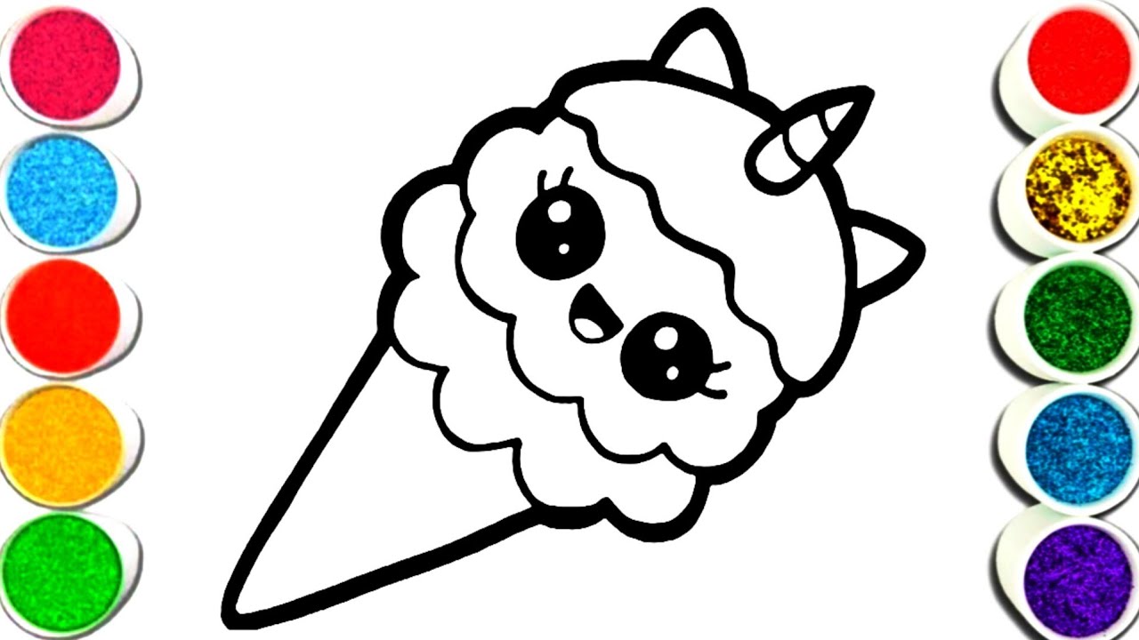 Cute Unicorn Ice Cream Easy and Colorful Drawing Painting & Coloring ...