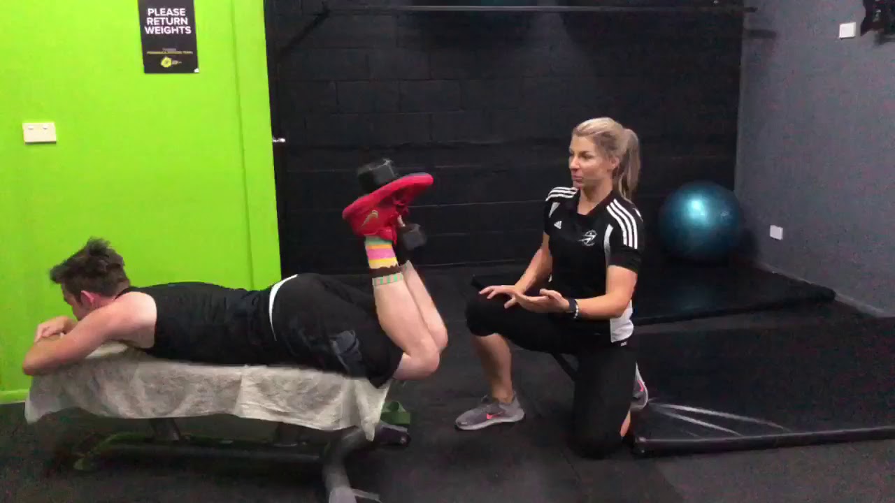 Lying Down Hamstring Curl with Dumbells - YouTube