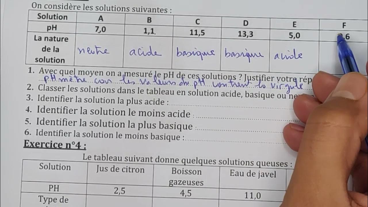 série d'exercices n°5 :les solutions acides et les solutions basiques ...