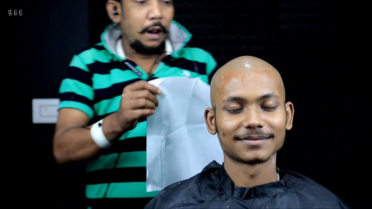 ASMR Asim Barber One Handed Straight Razor Head Shave | Deadly Neck ...