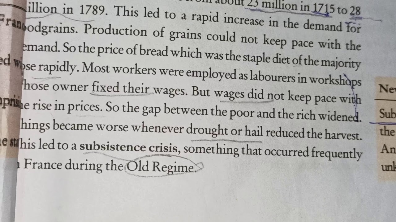 Ch 1 The French Revolution History Subsistence