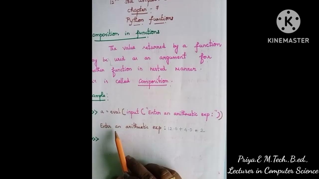 12th Std Computer Science Chapter 7 Python Functionscomposition In Functions Youtube