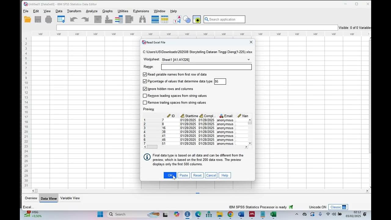 Riset Storytelling Dieng: Transfer Data Excel ke SPSS - YouTube