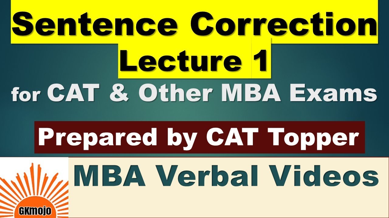 Sentence Correction Lecture 1 | Verbal Ability Lectures | CAT & Other ...