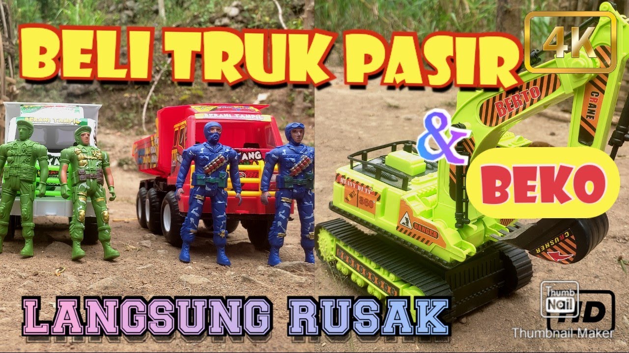 Drama mainan | Beko, escavator, truk mainan, powerangers, DUMP TRUCK ...