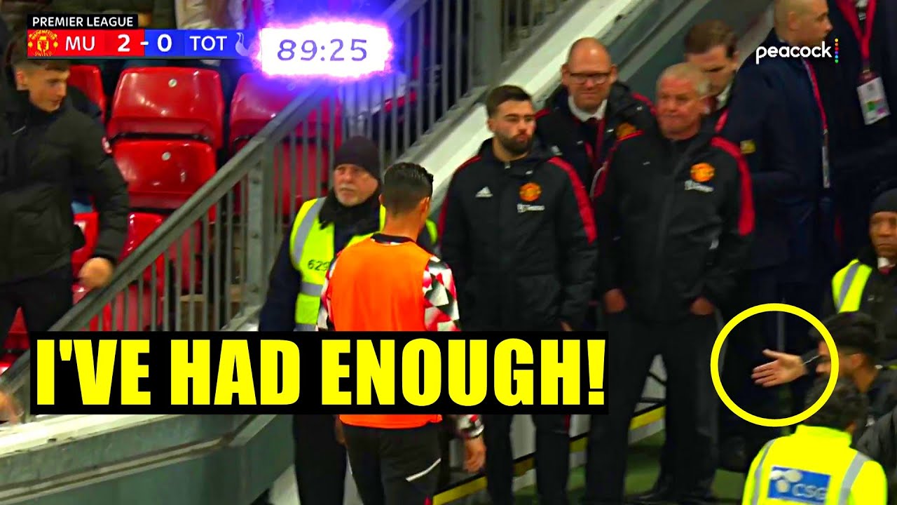 😔 DISAPPOINTED Cristiano Ronaldo LEAVES before game ends vs Tottenham ...