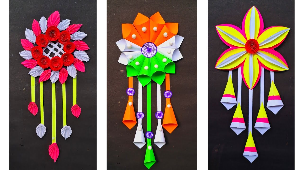 3 beautiful paper wall hanging | paper craft for home decoration | easy ...